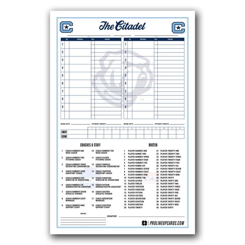 Duplicate Dugout Charts – Pro Lineup Cards